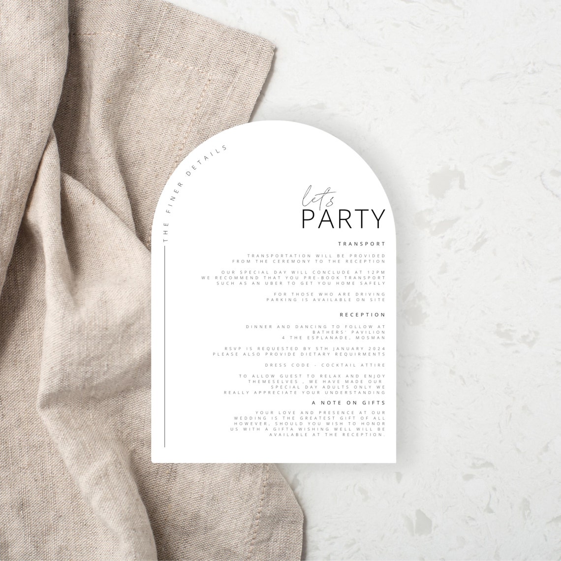 Modern Details Card, Minimalist Wedding Invitation Insert, Enclosure ...