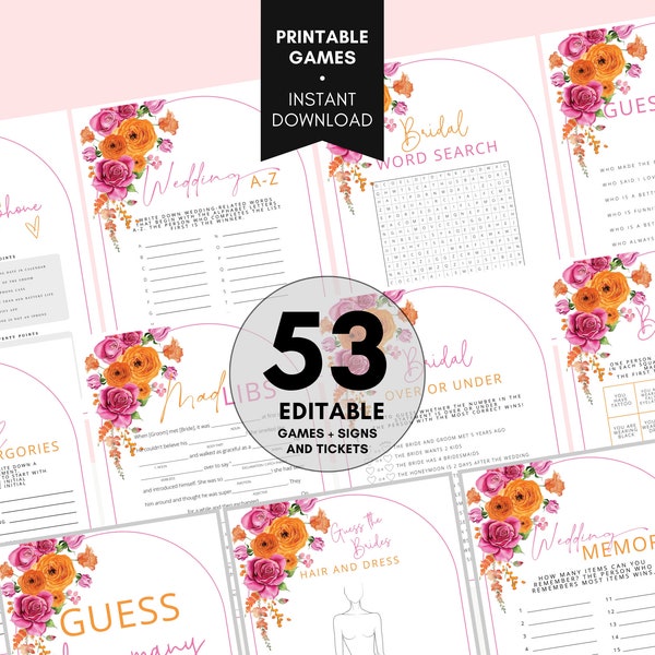 Pink Bridal Shower Games - Etsy
