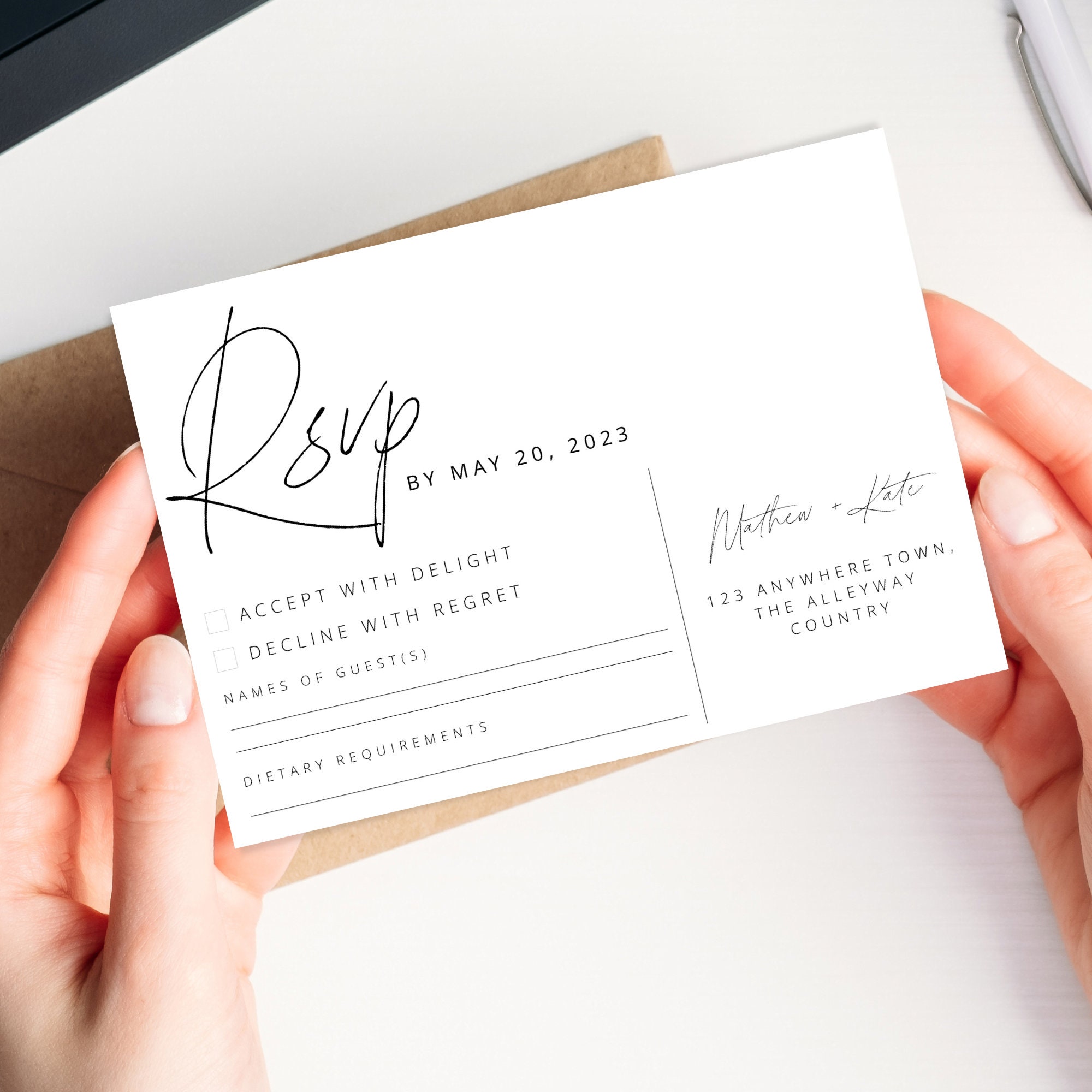 Wedding RSVP Card Template, RSVP Card Template, Simple Wedding Response ...