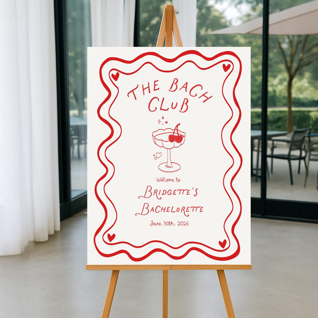 Red Hearts Bachelorette Welcome Sign, Queen of Hearts Decor ...