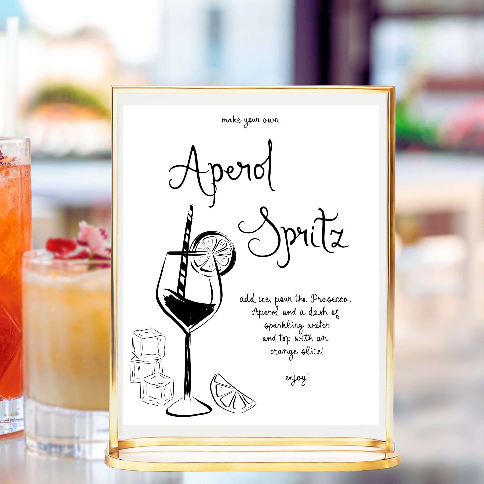 Aperol Spritz Bar Sign, Aperol Spritz Signature Drink Bar Menu Sign ...