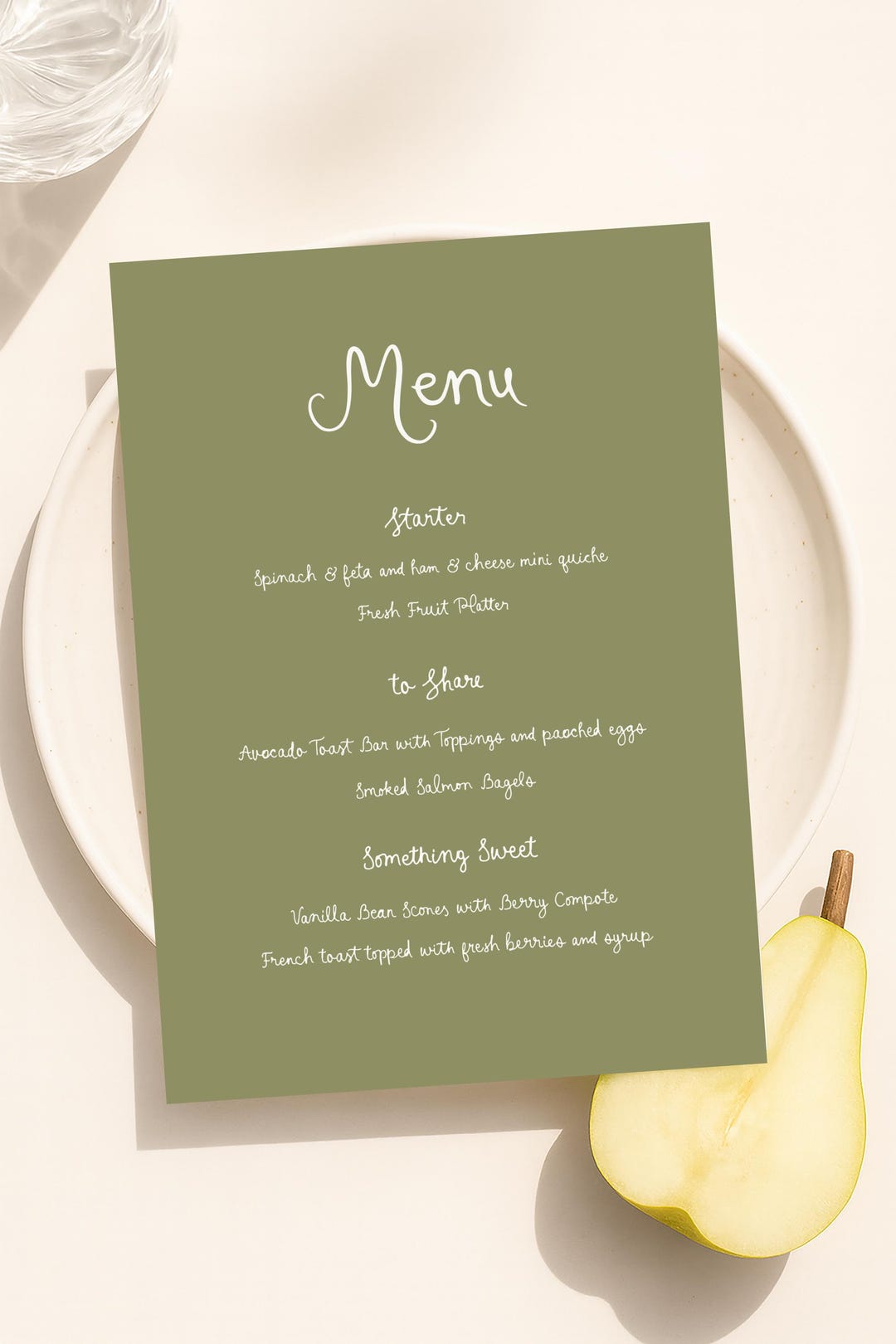 Olive Green Menu Template Printable, Hand Drawn Coastal Italian Summer ...