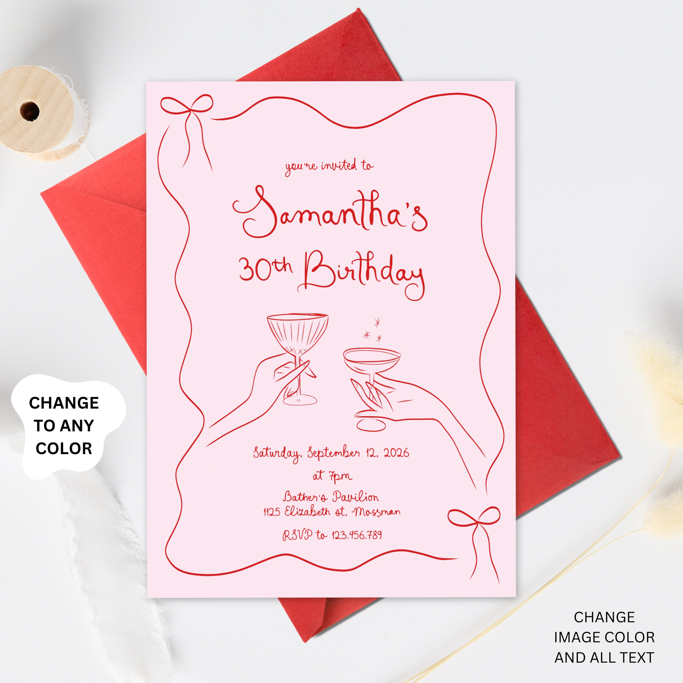 30th Birthday Invitation Template, 30th Birthday Invite, Hand Drawn ...