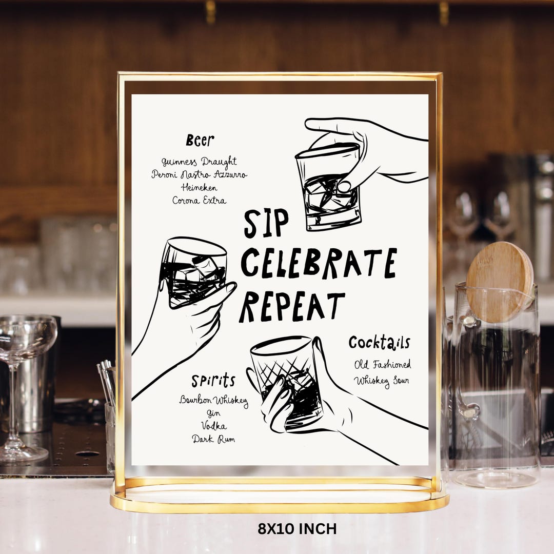Drinks Menu Template Printable, 30th Birthday Beer Bar Menu, Drinks ...