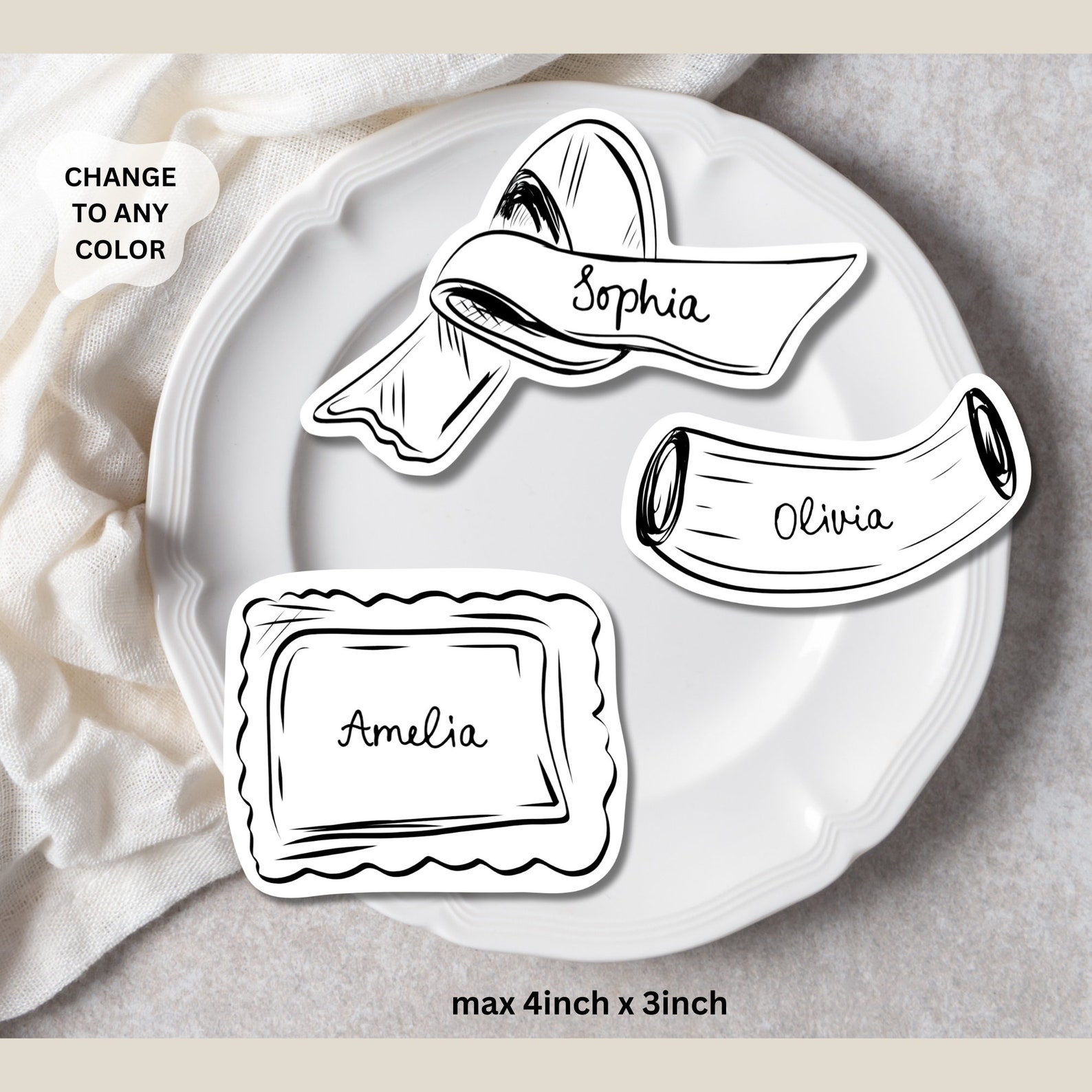 Pasta Place Cards Template, Whimsical Place Card, Pasta Shapes Place ...