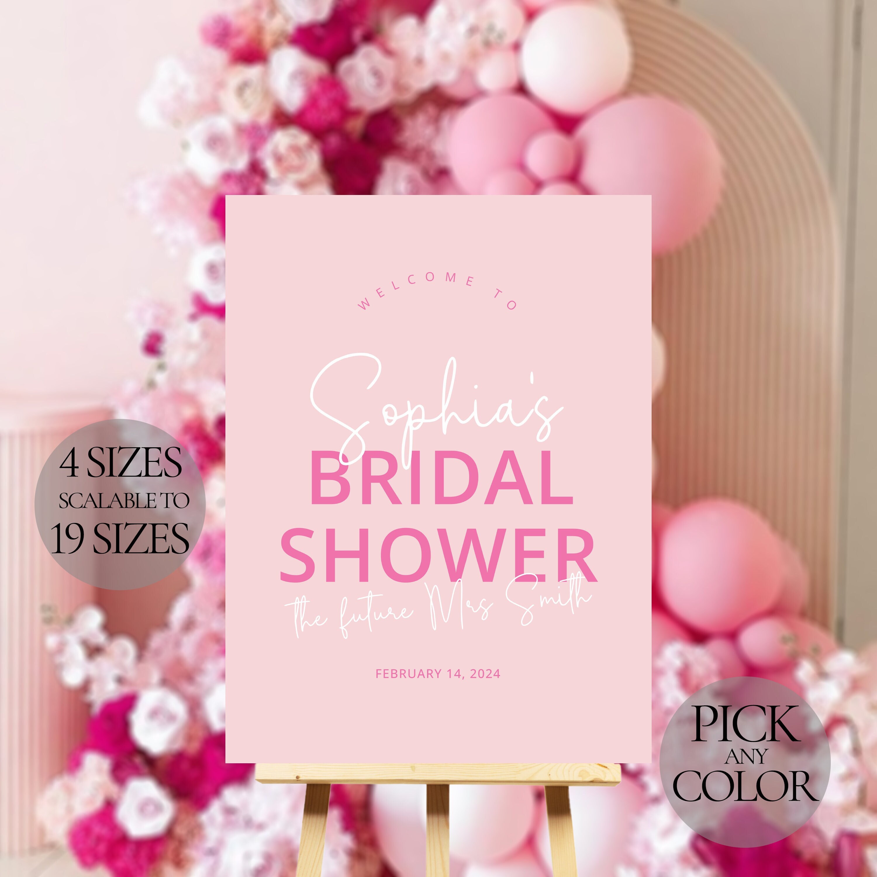 Bridal Shower Welcome Sign Pink, Pink Bridal Shower Sign, Editable Hen ...