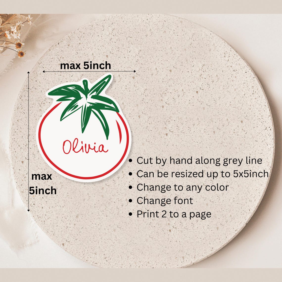 Tomato Place Cards Template, Whimsical Place Card, Tomato Shapes Place ...