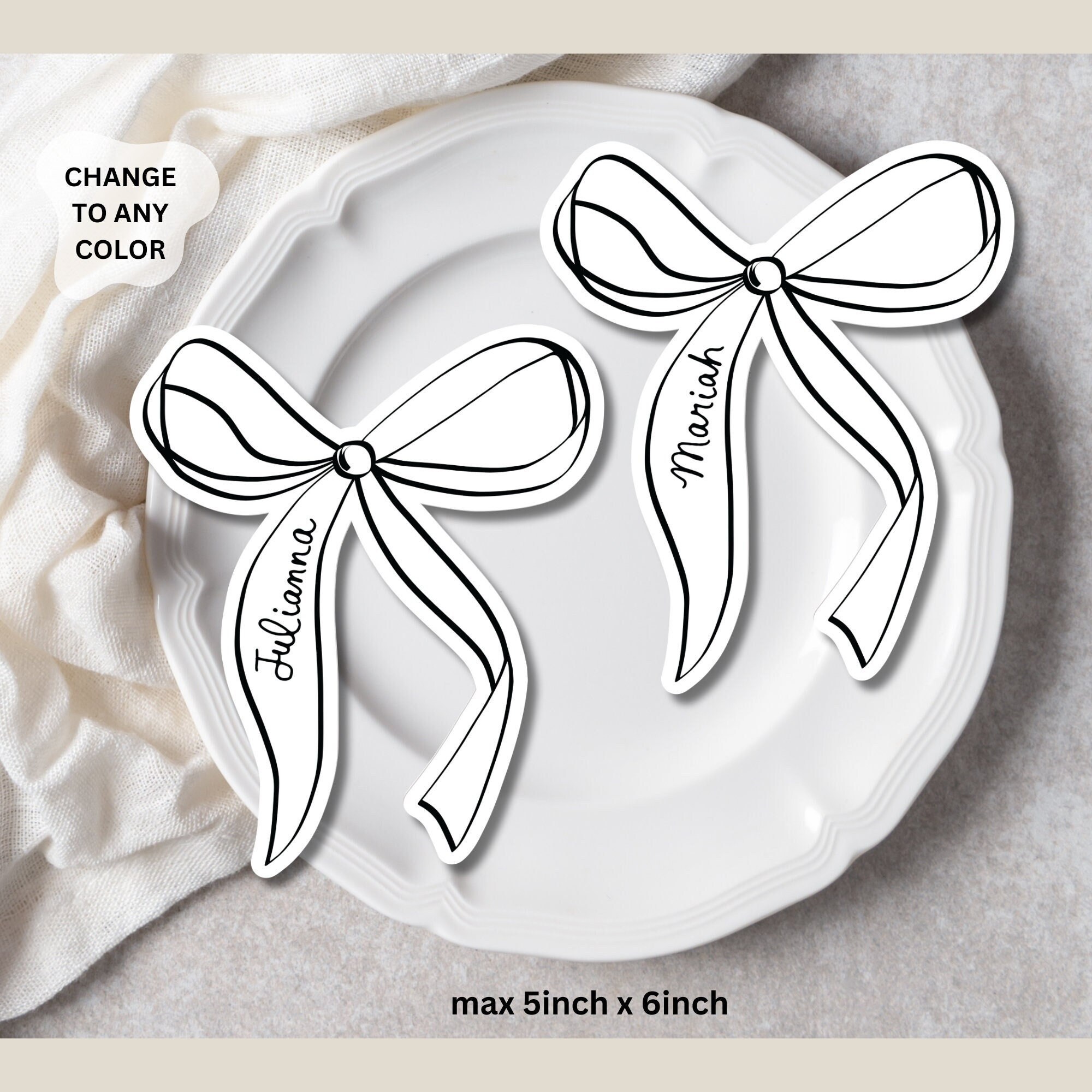 Bow Place Cards Template, Whimsical Placecard, Bow Place Card, Bow ...