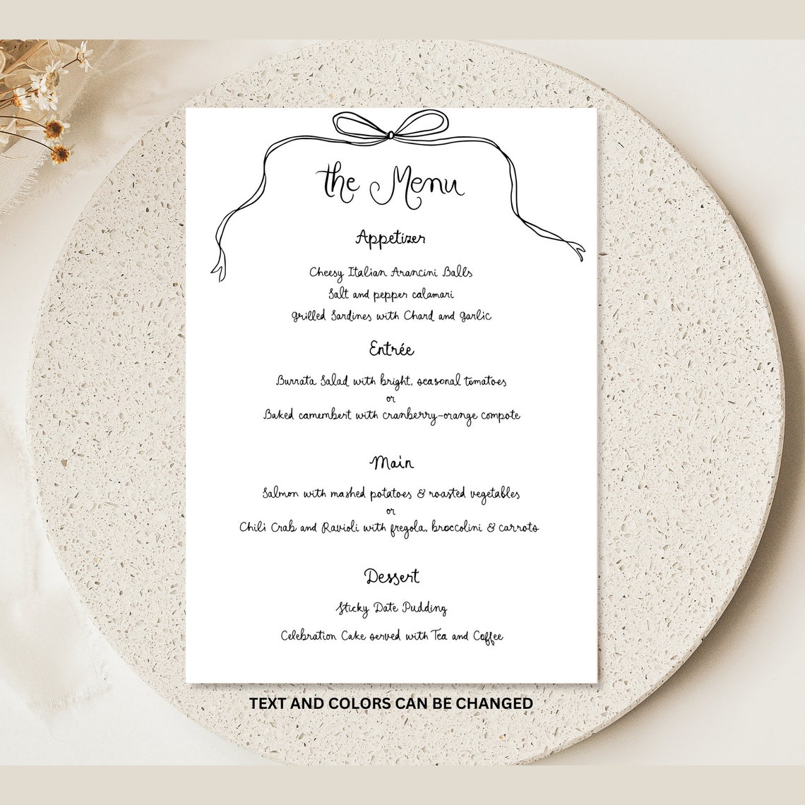 Whimsical Wedding Menu Template Printable, Handwritten Wedding Party ...