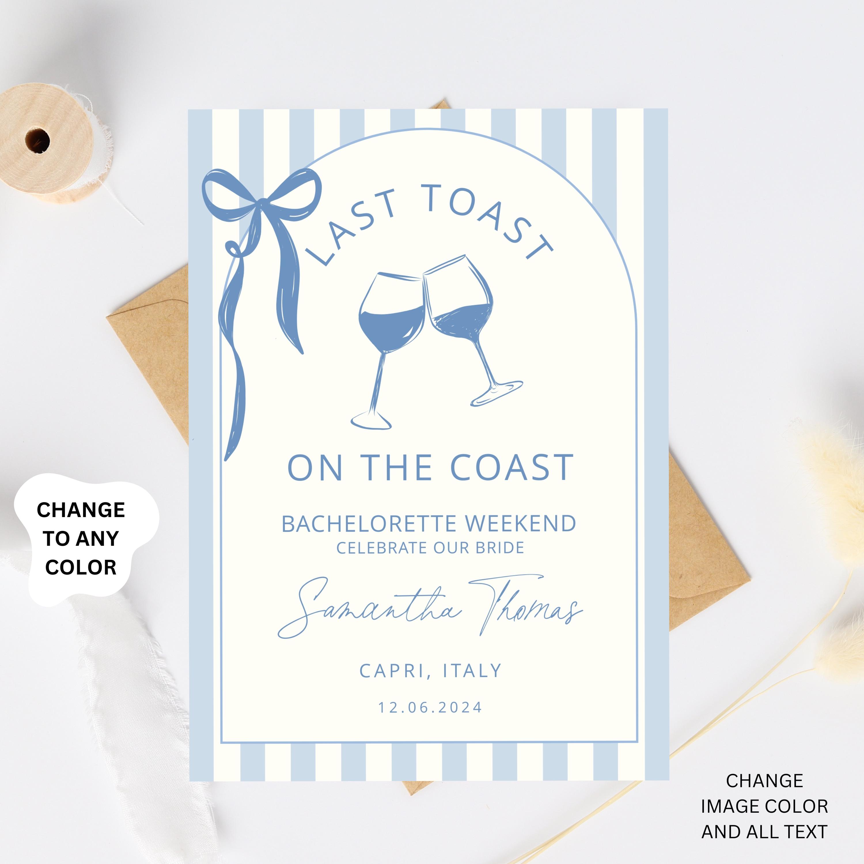 Coastal Last Toast on the Coast, 30A Bachelorette Invitation and ...