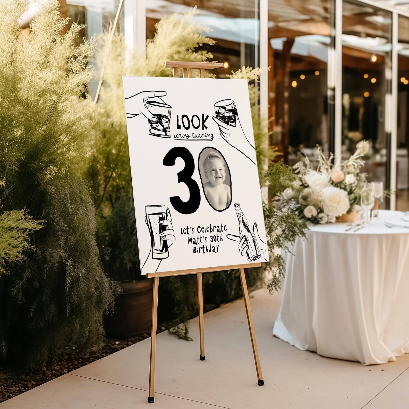 30th Birthday Welcome Sign Template, Male 30th Birthday Sign, Cheers to ...