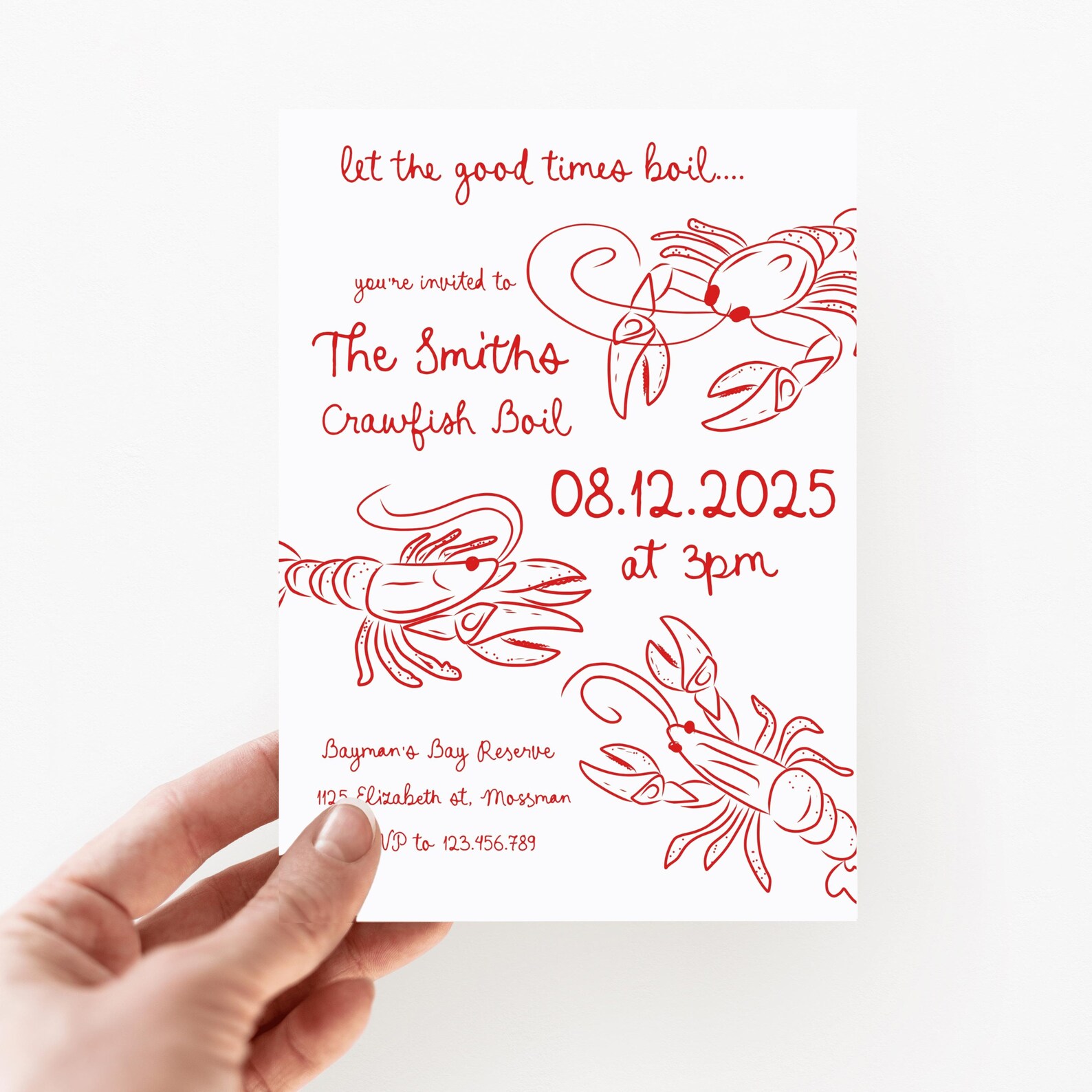 Crawfish Boil Birthday Invite, Seafood Boil Party Invitation, Whimsical ...