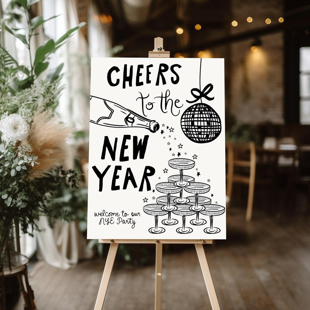New Years Eve Welcome Sign Template, New Years Eve Party Welcome Sign ...