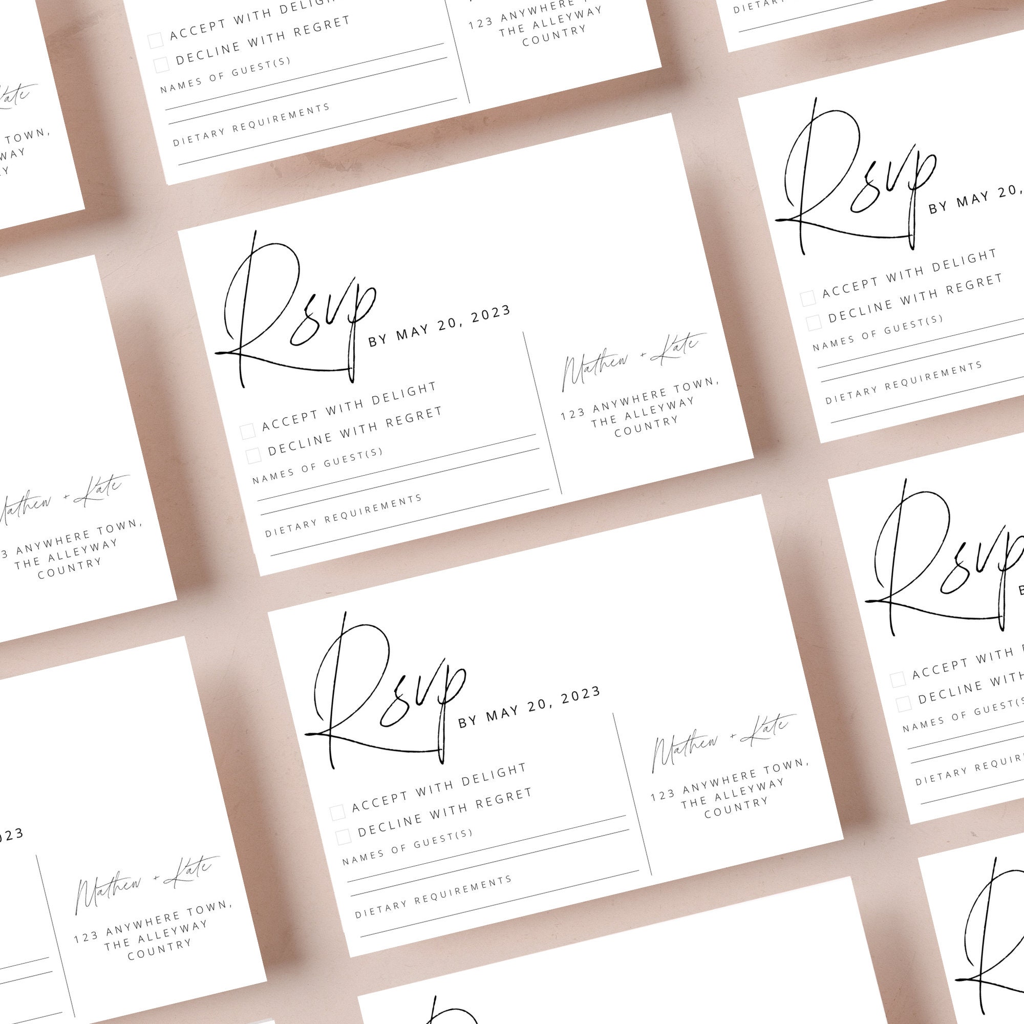 Wedding RSVP Card Template, RSVP Card Template, Simple Wedding Response ...