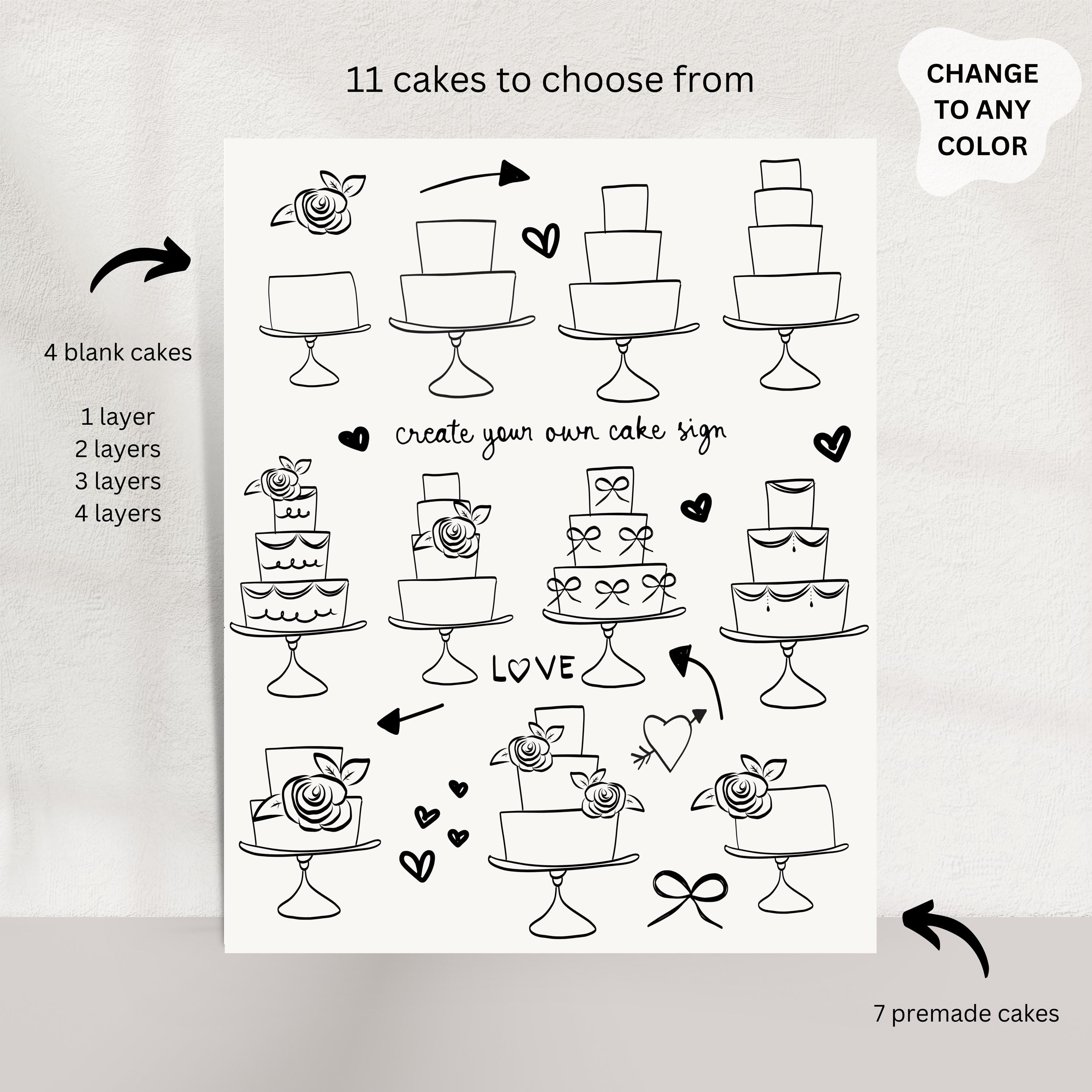 Cake Menu Sign Template, Whimsical Wedding Dessert Menu Sign, Wedding ...