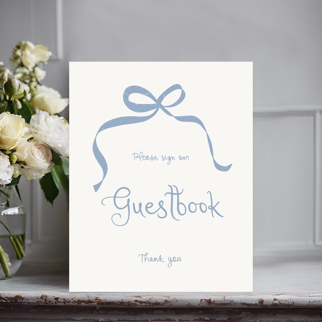 Bow Guestbook Sign Template, Message for the Newlyweds, Please Sign Our ...