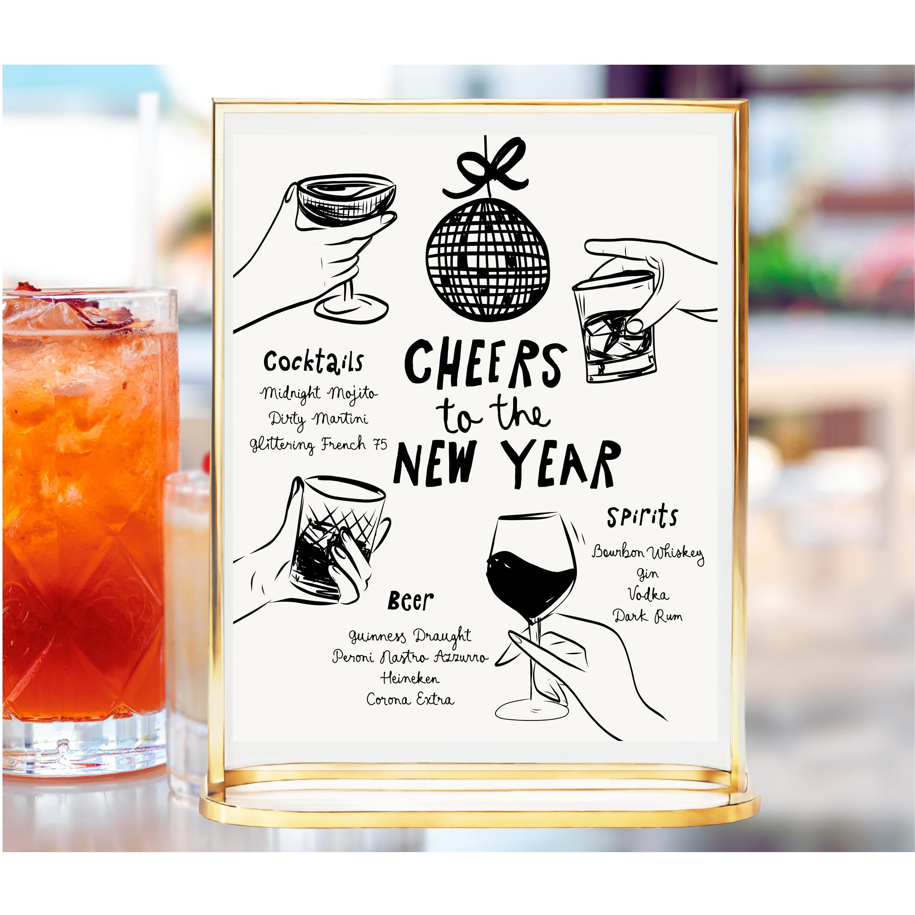 New Years Eve Drinks Menu Template, Editable New Years Eve Girls Night ...