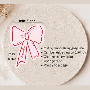 Pink Bow Place Cards and Menu Template, Whimsical Placecard Bow Place ...