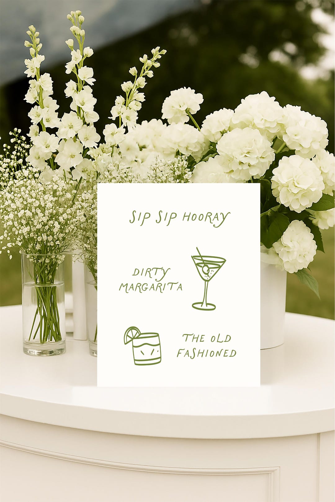 Sip Sip Hooray Drinks Menu Sign, Printable Cocktail Bar Sign, Bridal ...