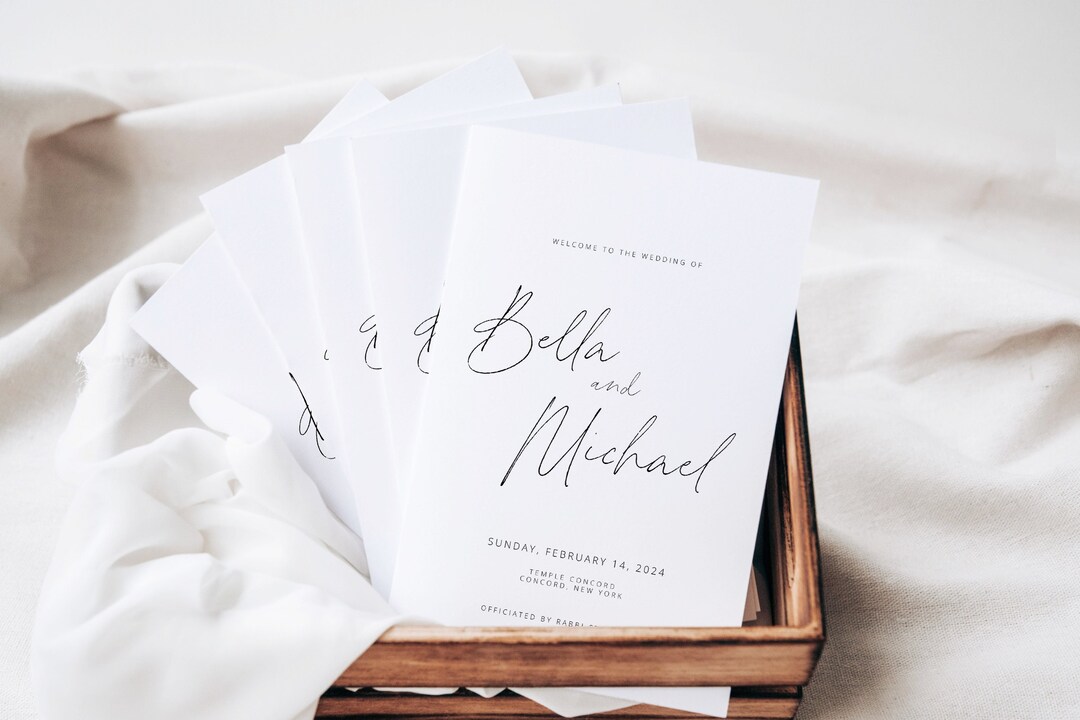 Jewish Wedding Program Template, Modern Order of Service, Jewish ...