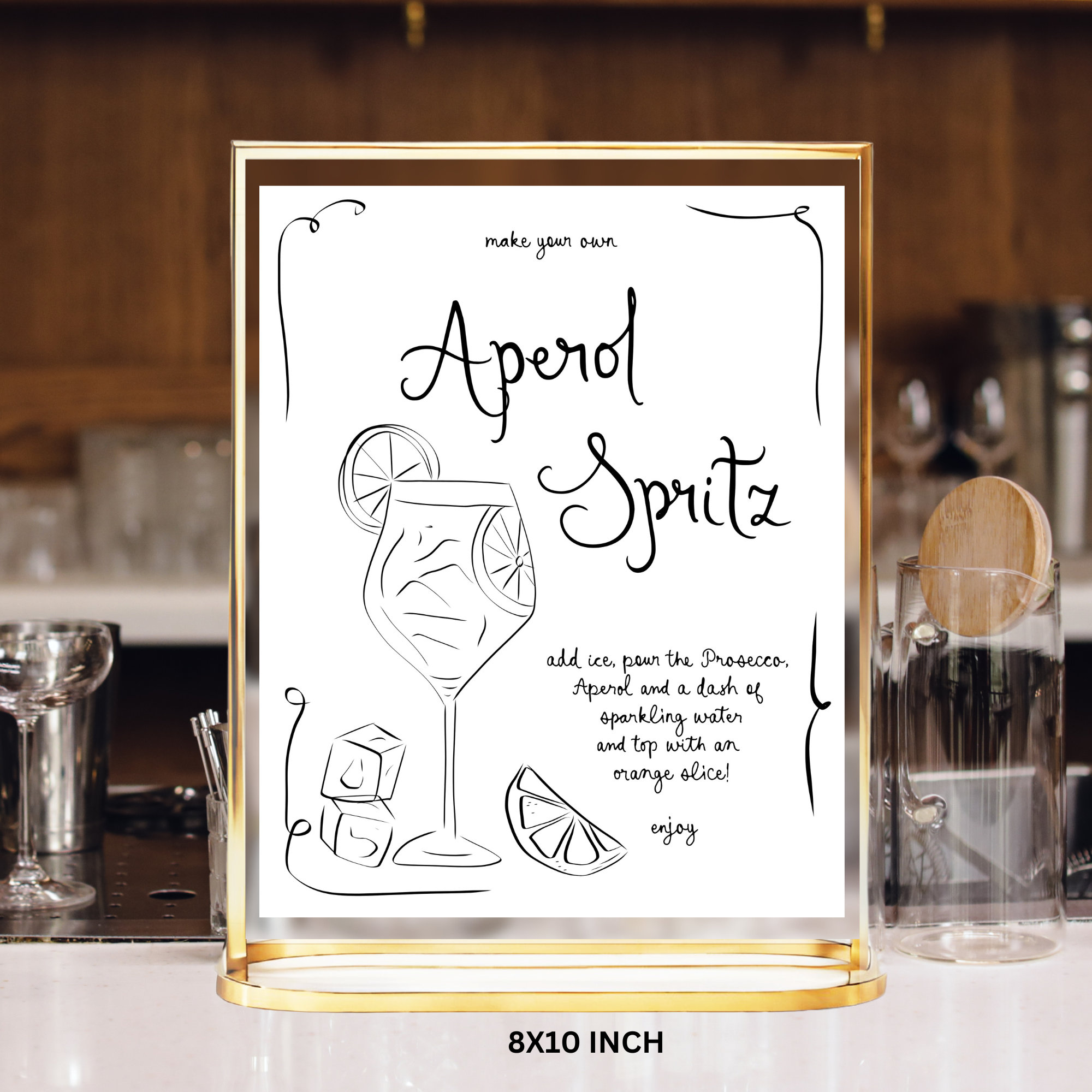 Aperol Spritz Bar Sign, Aperol Spritz Signature Drink Bar Menu Sign ...