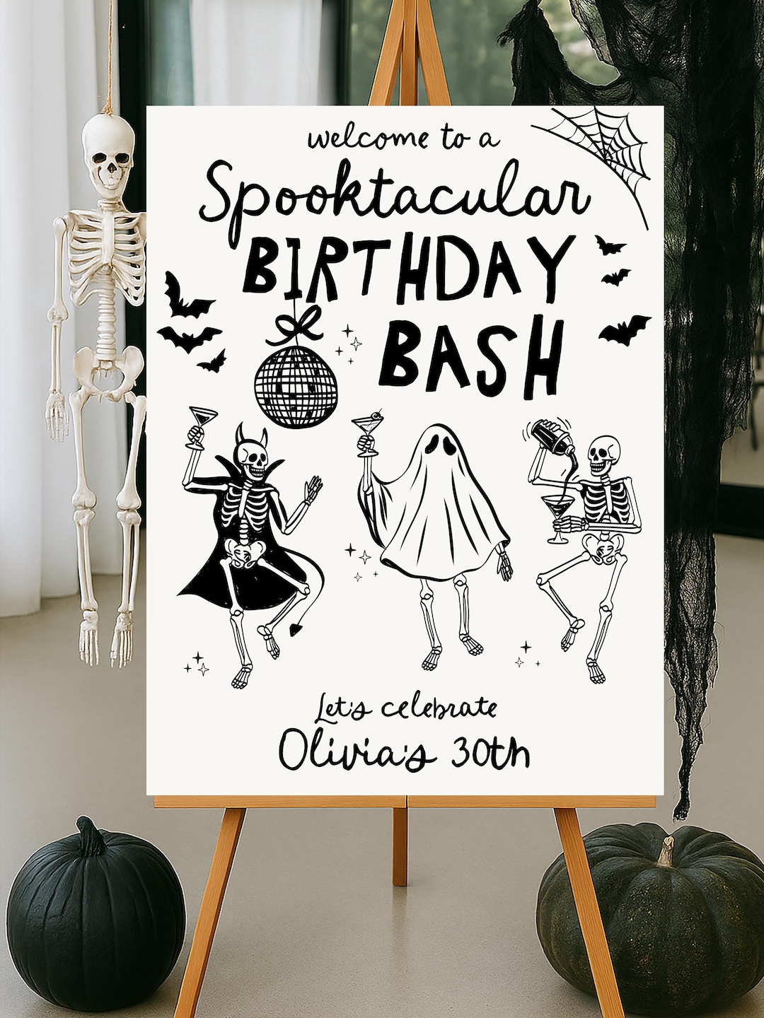 Halloween Birthday Welcome Sign, 30th Birthday Sign Template, Editable ...