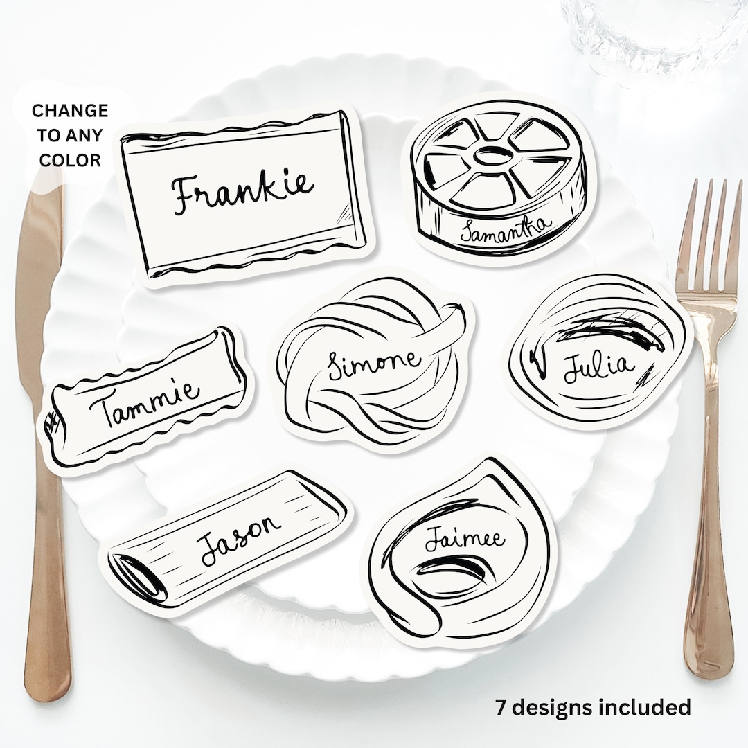 Pasta Place Cards Template, Whimsical Place Card, Pasta Shapes Place ...