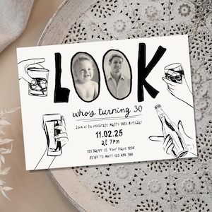 30th Birthday Invitation Template, Male 30th Birthday Invite, Cheers to ...