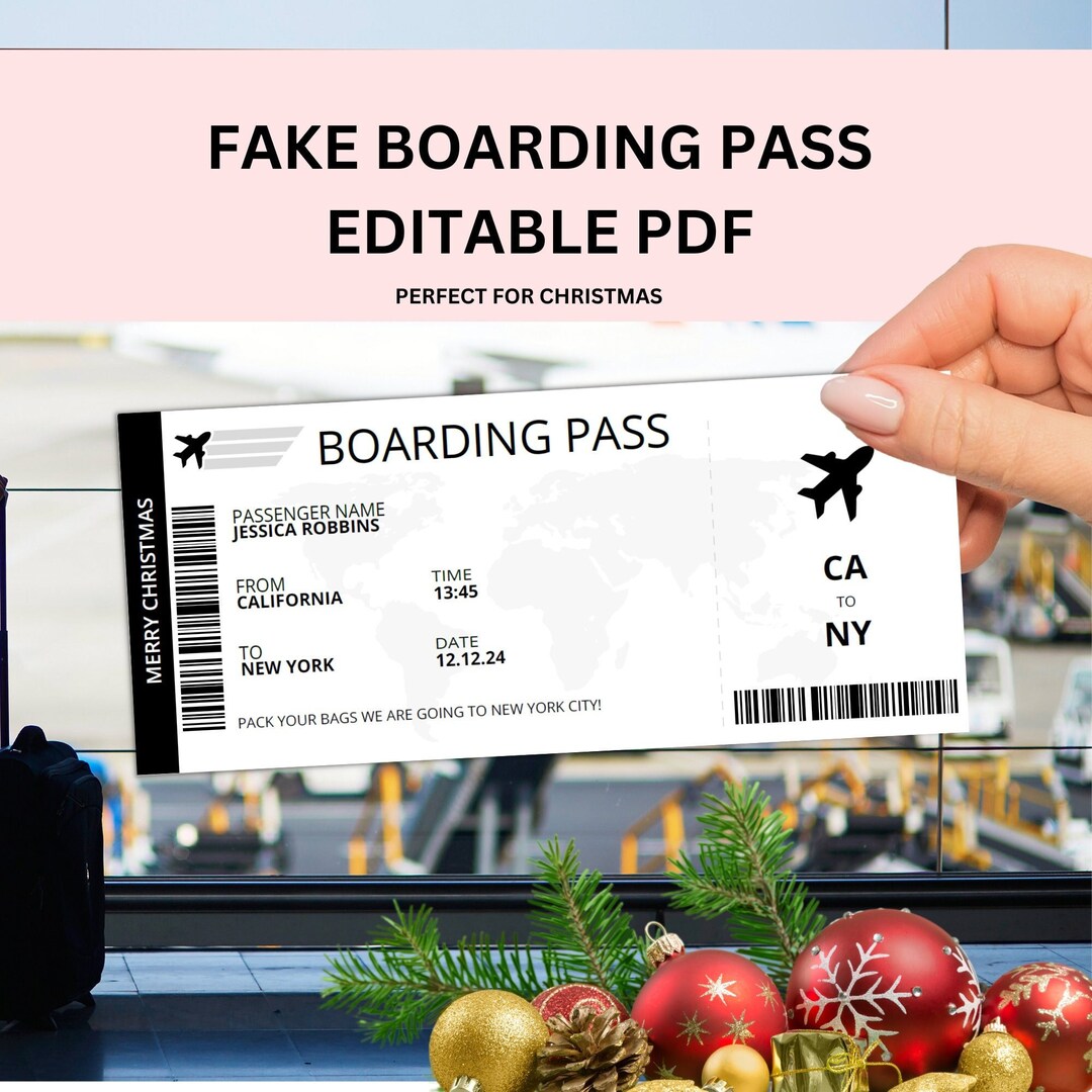Christmas Boarding Pass, Surprise Trip, Airline Ticket, Flight Gift ...