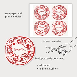 Italian Pizza Party Round Pizza Place Cards Template, Piece of My Heart ...