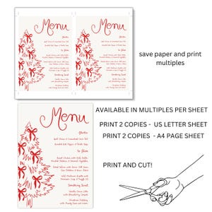 Christmas Menu Template Printable, Hand Drawn Line Art Christmas Food ...