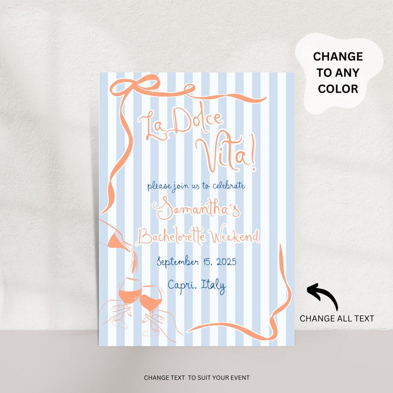 La Dolce Vita Bachelorette Weekend Invitation Template, Aperol Spritz ...