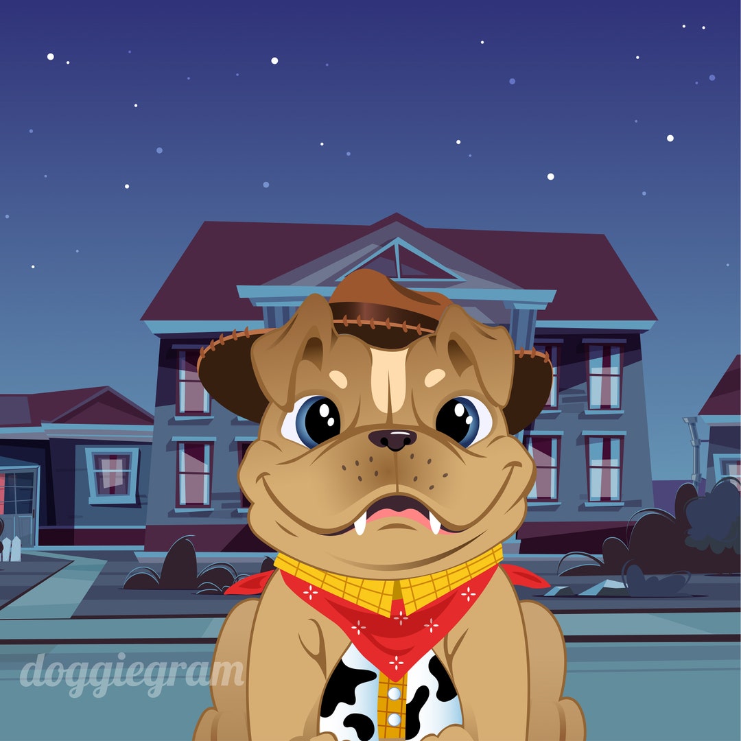 English Bulldog Digital Download | Woody | Cute Bulldog Portrait Art ...