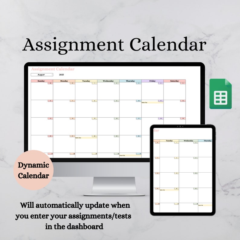 Student Planner & Assignment Tracker Google Sheets Excel College ...