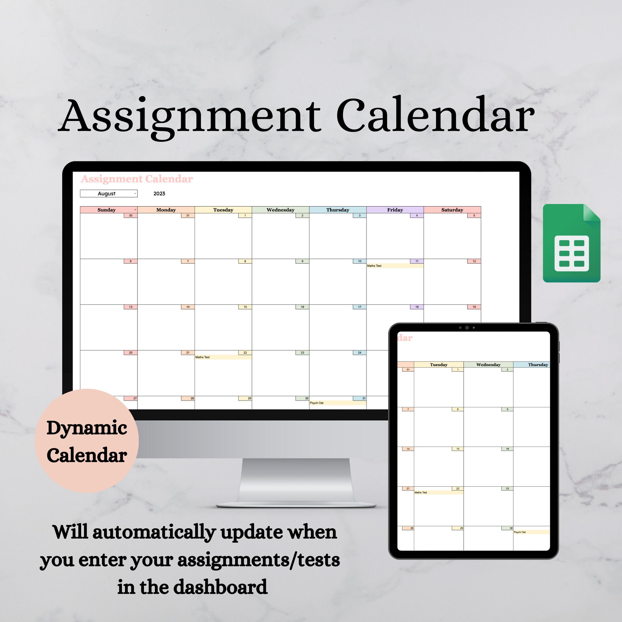 Student Planner & Assignment Tracker Google Sheets Excel College ...