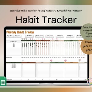 Habit Tracker Spreadsheet Google Sheets Daily Habit Planner Weekly ...