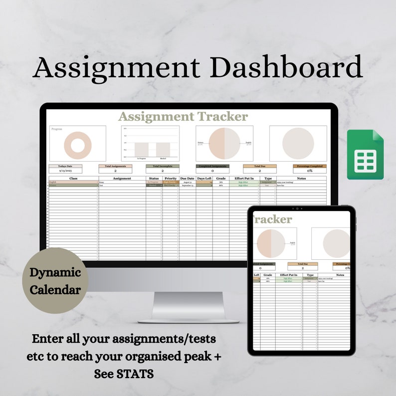 2025 Assignment Tracker Spreadsheet | Student Planner | Academic ...