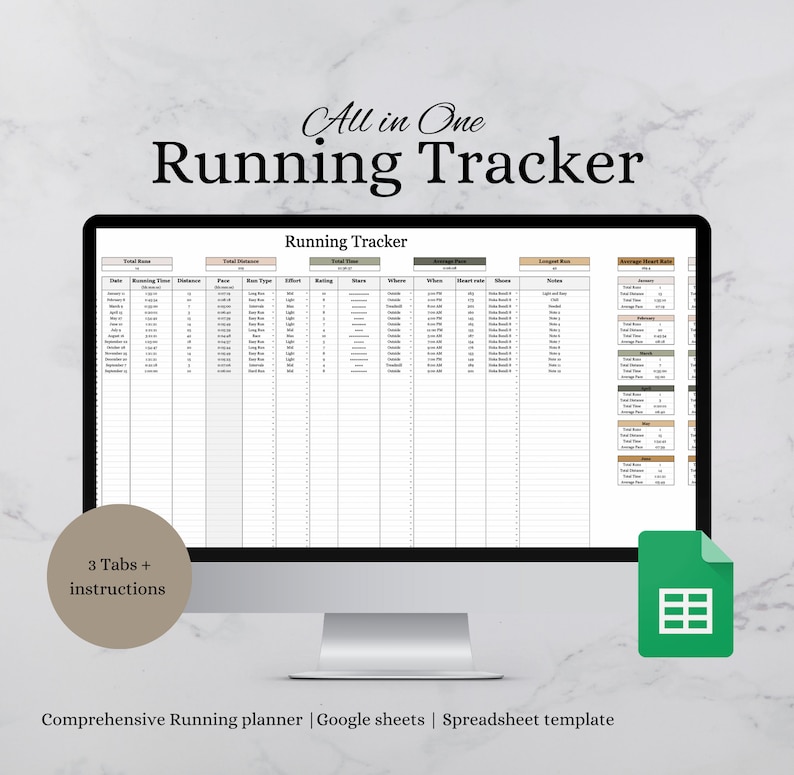Personalized Running Tracker: Google Sheets, Pace Calculator (digital ...