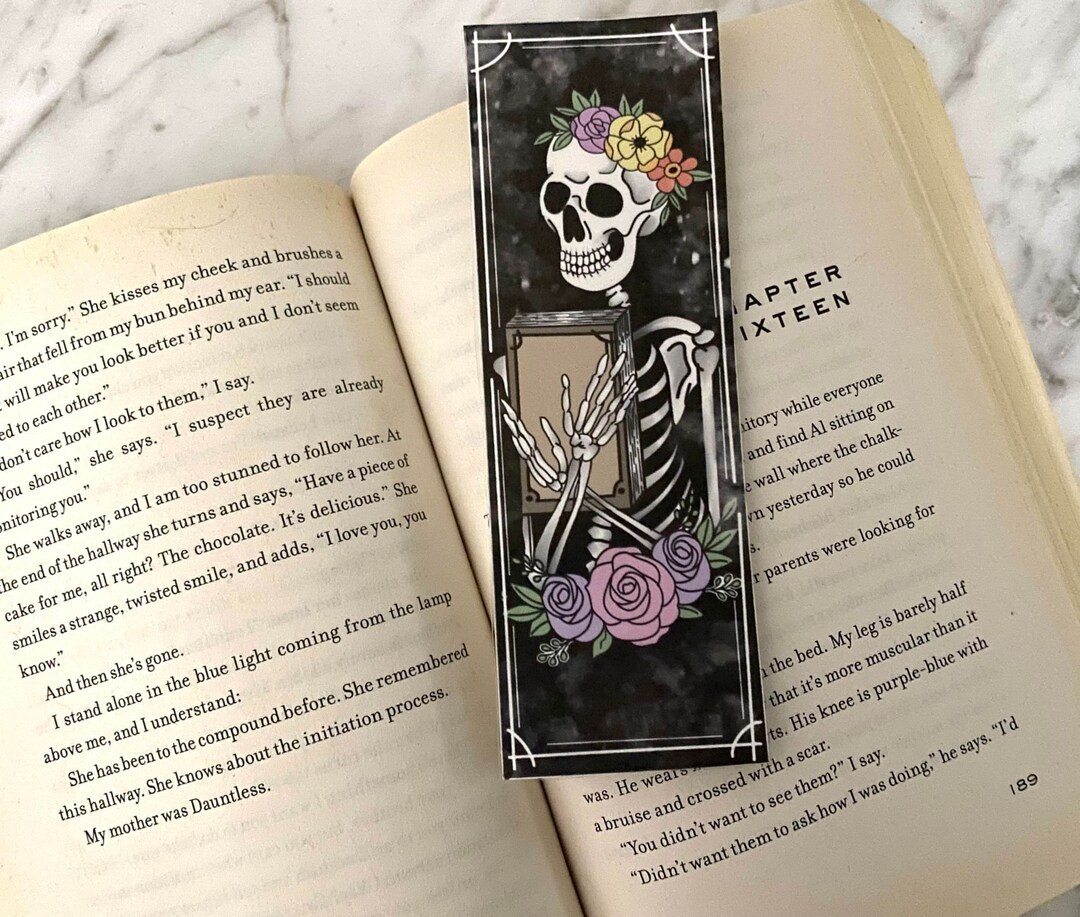 Skeleton Holding Book Bookmark - Etsy