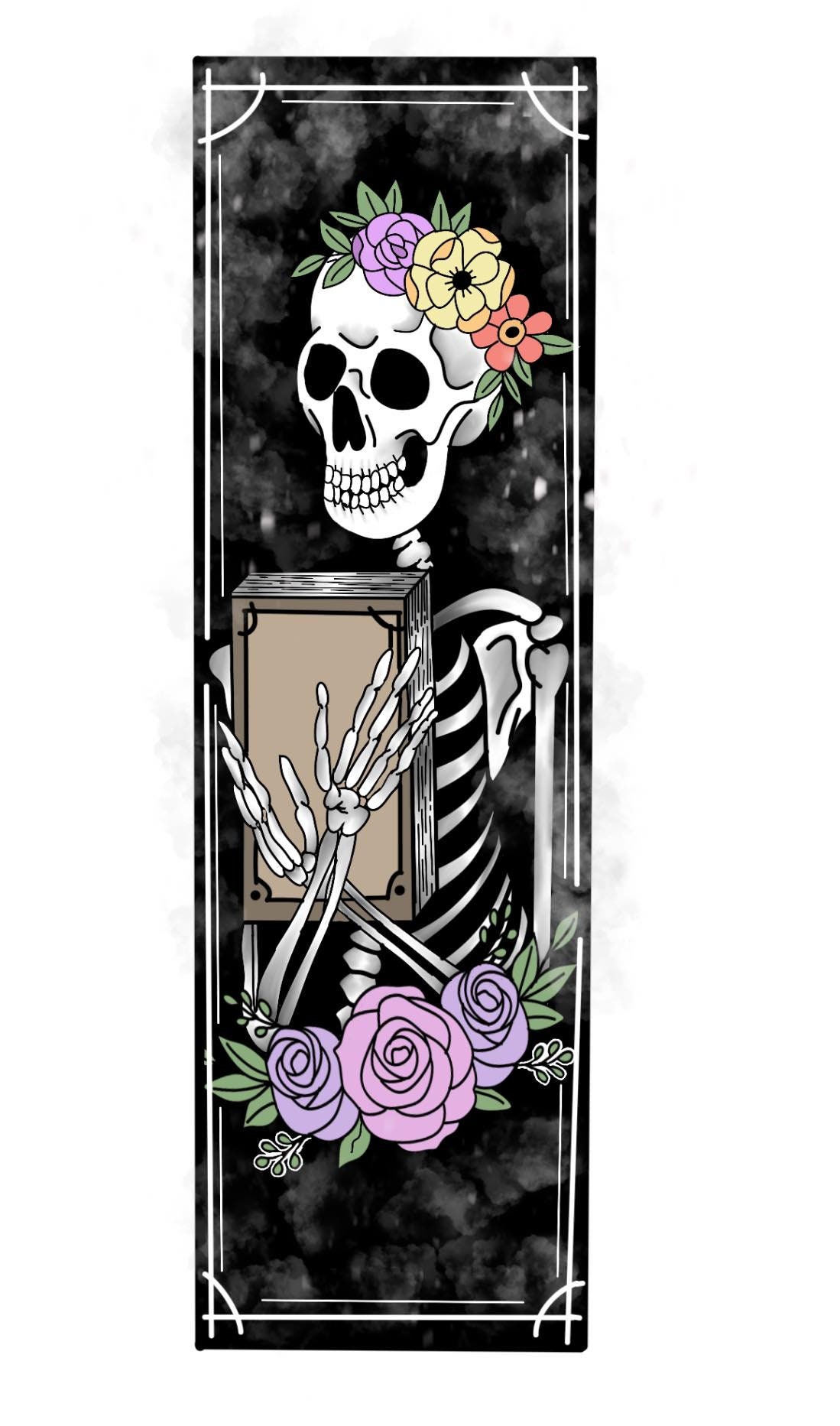 Skeleton Holding Book Bookmark - Etsy
