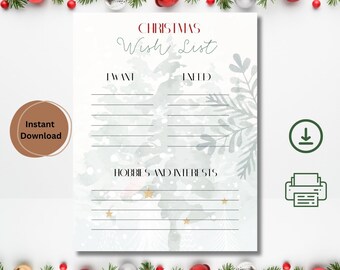 Christmas Gift List Printable PDF Gift List (Instant Download) - Etsy