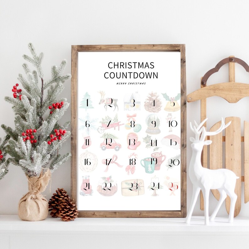 Christmas Countdown, Christmas Countdown Printable Poster, PDF, JPG ...