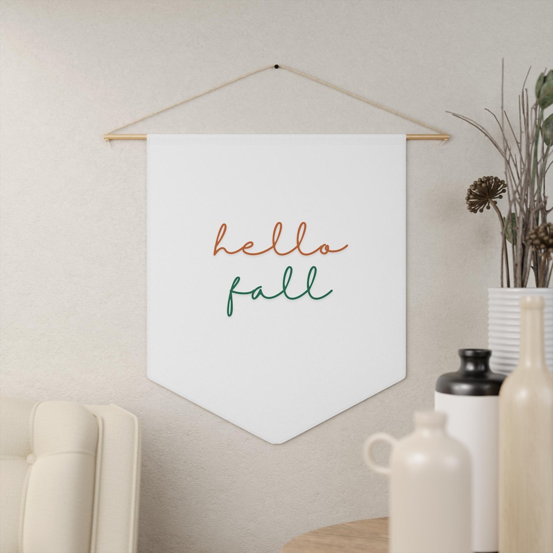 Hello Fall Wall Hanging, Fall Banner Pennant, Autumn Flag Decor, Fall ...
