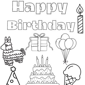 Printable Birthday Coloring Pages, Birthday Activity, Birthday Coloring ...