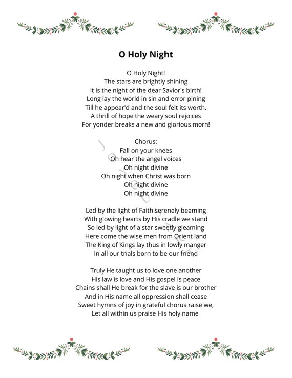 Printable Christmas Carol Lyric Sheets