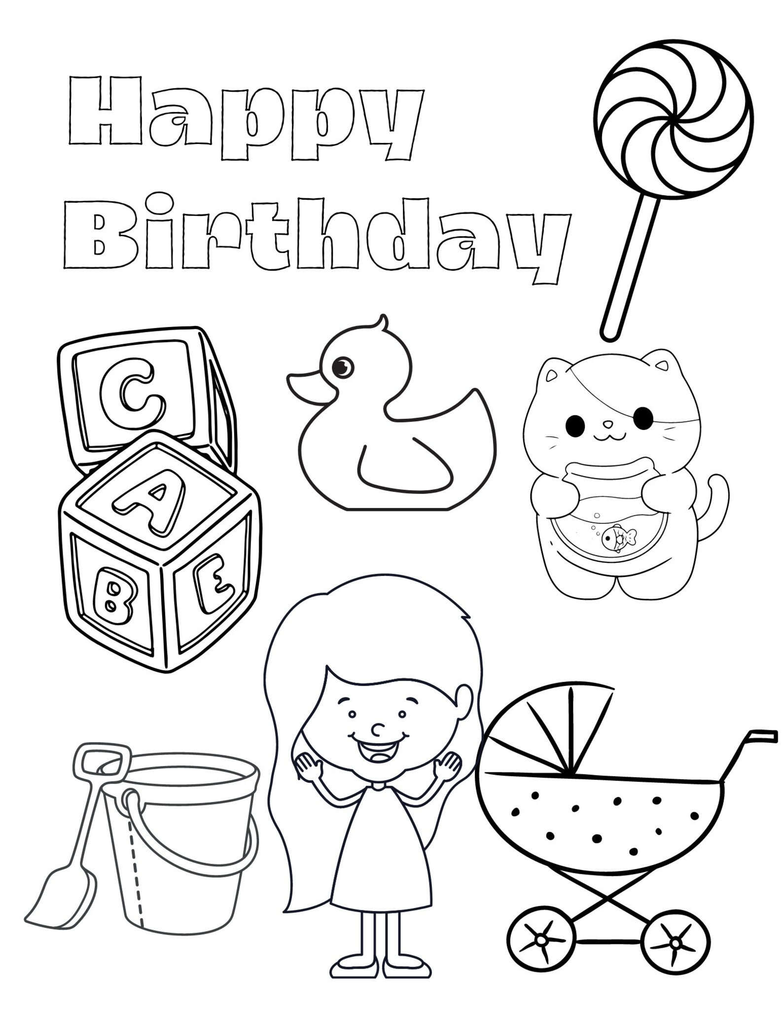 Printable Birthday Coloring Pages, Birthday Activity, Birthday Coloring ...