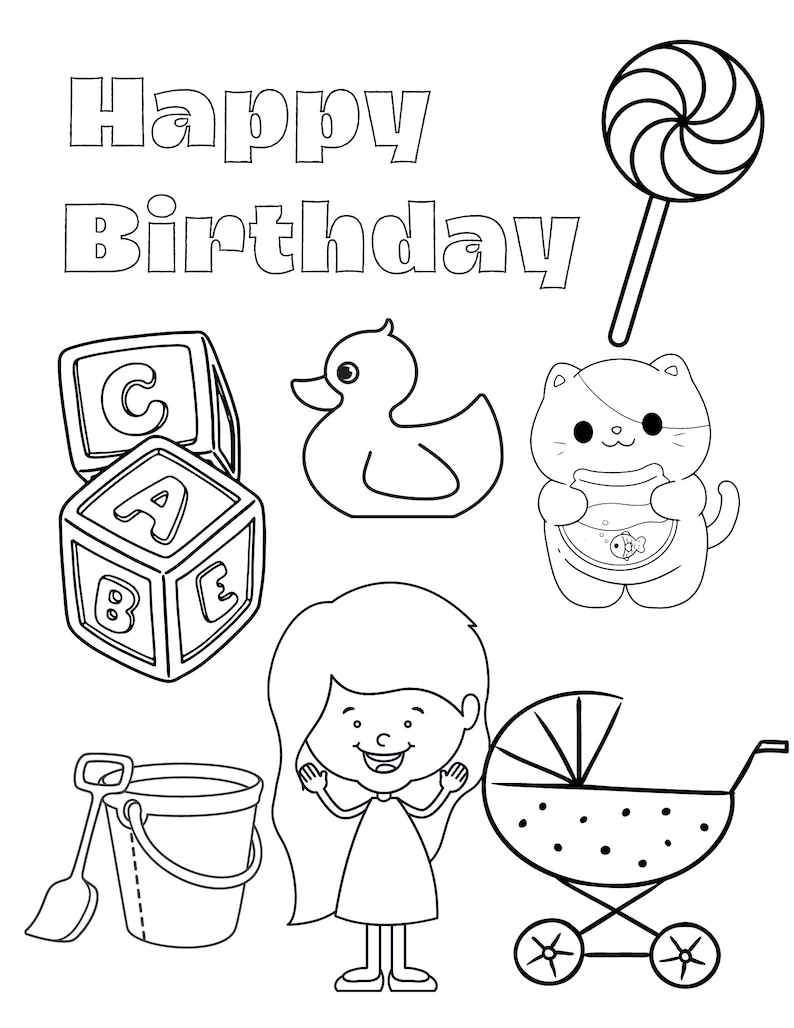 Printable Birthday Coloring Pages, Birthday Activity, Birthday Coloring ...