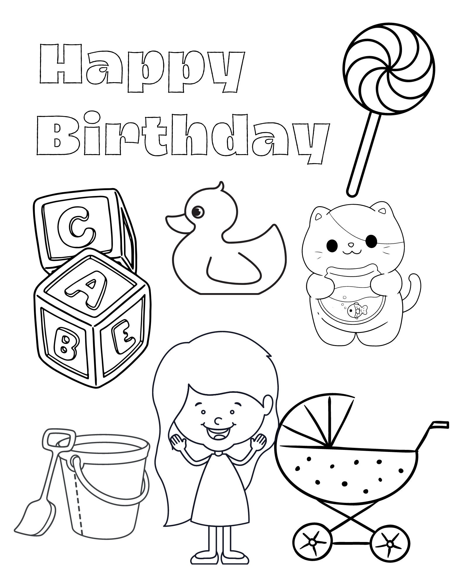 Printable Birthday Coloring Pages, Birthday Activity, Birthday Coloring ...