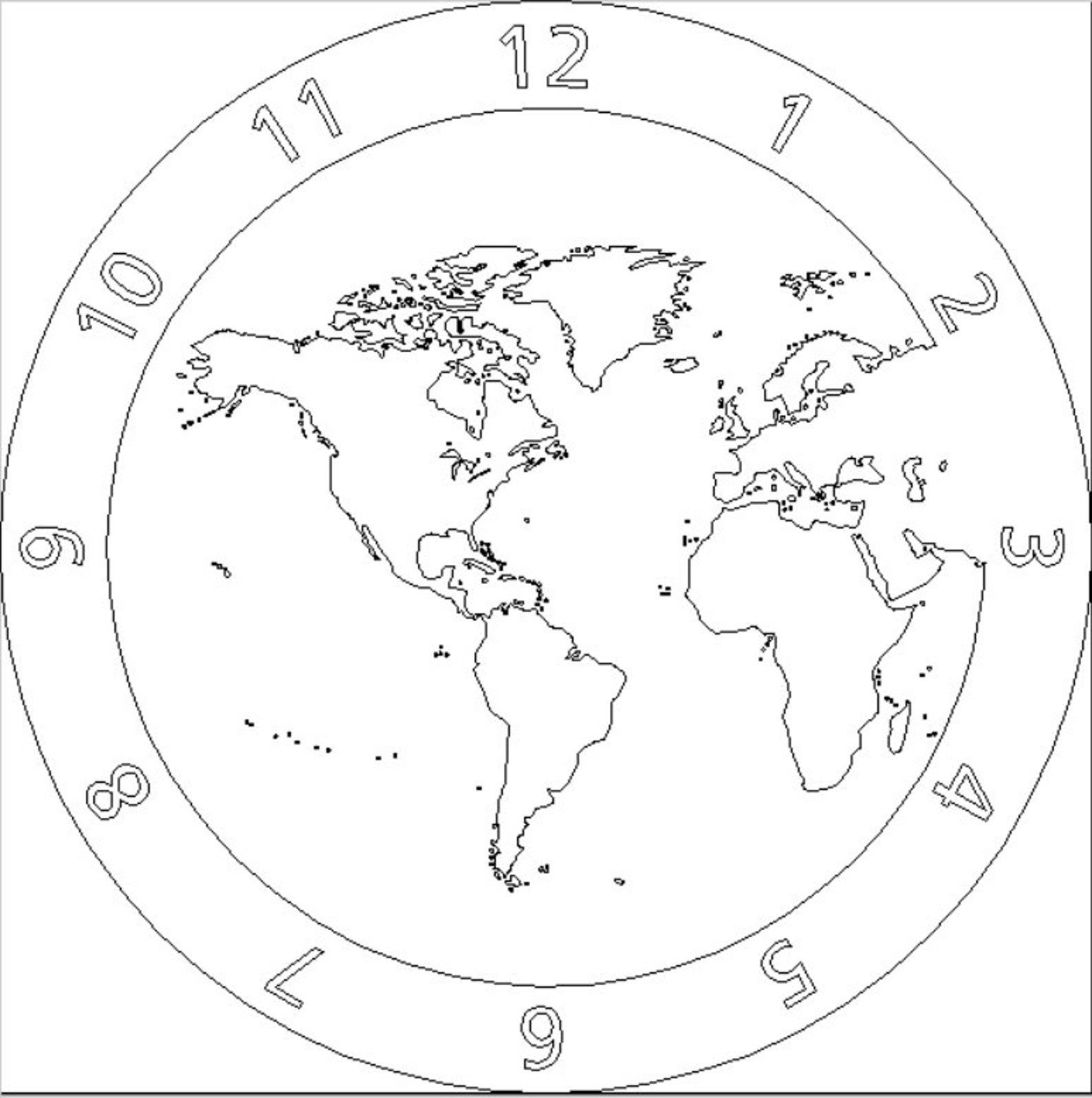 World Map Clock DXF, SVG, EPS Files - Etsy