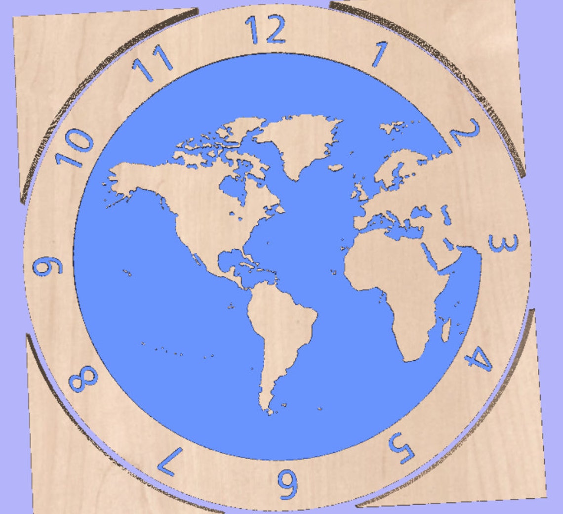 World Map Clock DXF, SVG, EPS Files - Etsy